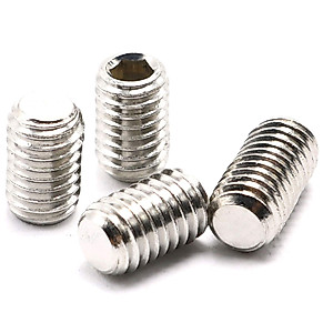 30 Pcs M6x16mm Metric 304 Stainless Steel Hex Socket Set Flat Point Grub Screws Silver Tone for Towel Rack Door Knob （M6x16mm）