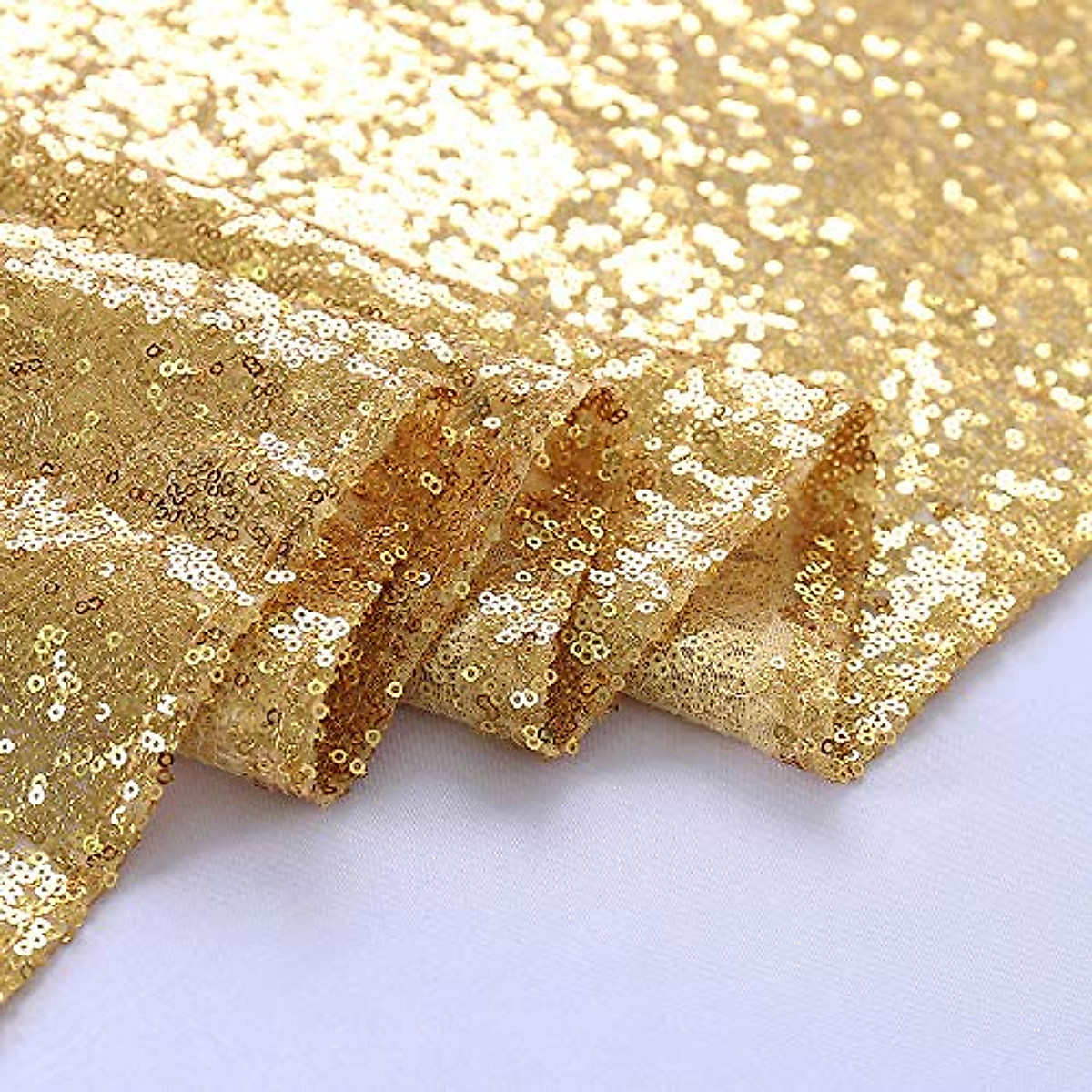 Trlyc Gold Sequin Tablecloth - 60x84inch Glitter Tablecloth Rectangle Party Wedding Christmas Table Cloth