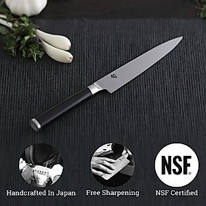Shun Cutlery Classic Utility Knife 6", Narrow, Straight-Bladed Kitchen Knife Perfect for Precise Cuts, Ideal for Preparing Sandwiches or Trimming Small Vegetables, Handcrafted Japanese Knife