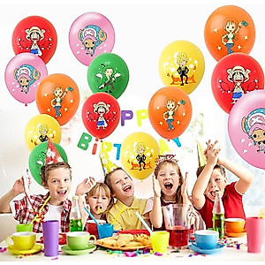 25Pcs Party Latex Balloons For One Piece, Cartoon Birthday Balloons Theme Party Decoration For One Piece