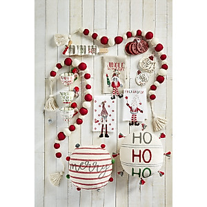 Mud Pie Christmas Dangle Gnome Tea Towel, FA La La, 21" x 14"