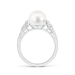 Angara Freshwater Cultured Pearl Classic Ring for Women, 14K White Gold Ring Size-7.5 (Grade-AA | Size-9mm) | June Birthstone Jewelry Gift for Women| Wedding | Anniversary | Engagement