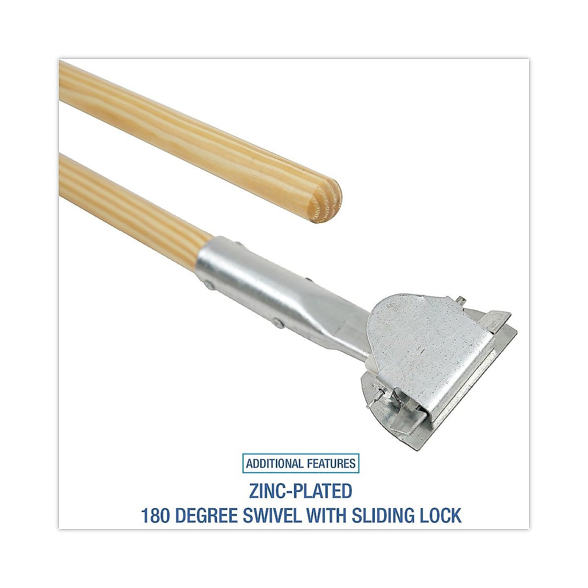 Boardwalk 1490 Clip-On Dust Mop Handle, Lacquered Wood, Swivel Head, 1-Inch Dia. x 60in Long