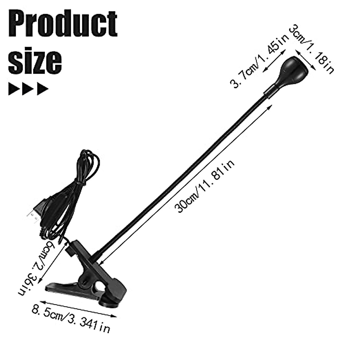 VIHOSE Big Chip 395nm UV LED Light Fixtures with Gooseneck and Clamp Mini Desk Light Clamp Portable Gooseneck for Outdoor Stall Gel Nail Curing, 5V USB Input(Black,1 Piece)