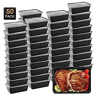 Oranlife Food Containers, 50 Pack Disposable Meal Storage Lunch Containers Plastic Insulated Reusable&Microwavable Bento Boxes with Lids for Dishwasher/Freezer Safe BPA FREE (750 ML/ 26 OZ)