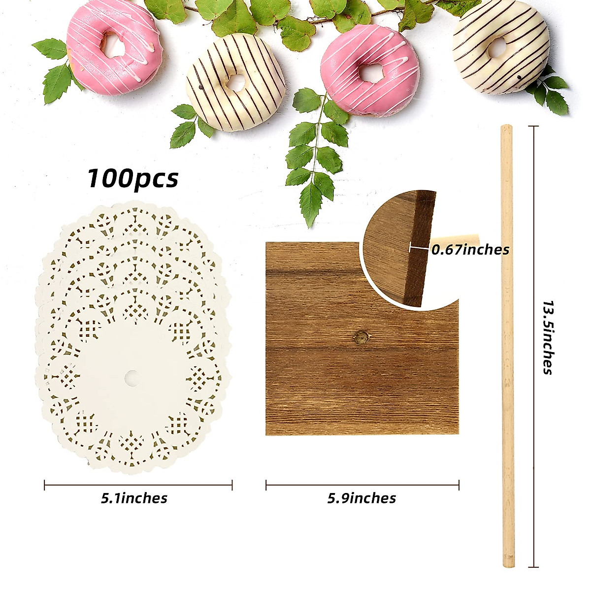 YESSAP Farmhouse Donut Stand, 3PCS Wooden Donut Holder Display 27 Donuts, Reusable Bagel Donut Holder Stands for Wedding Birthday Party Decoration Baby Shower