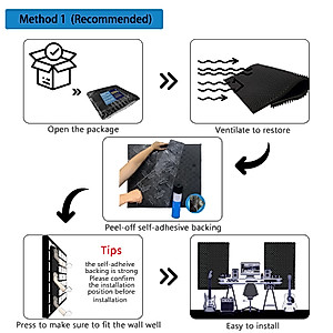 FOUCARSI 4 Pack Self-Adhesive Acoustic Foam Egg Crate Panels Soundproof Studio Foam Wall Panels 48" X 24" X 2" Noise Absorbing for Recording Studios, Home Theaters, and Gaming Rooms