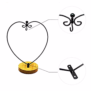 Ornament Display Stand for Hanging Glass Terrarium Wood Base Creative Decoration for Home Garden Wedding Party Festival (Heart)