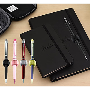 Pen Holders Rotable Self Adhesive Pen Holder Single Hole Pen Adjustable Spring Loop Clip Holder For Netbook Refrigerator Clipboard Office Accessories Supplies (Silver)