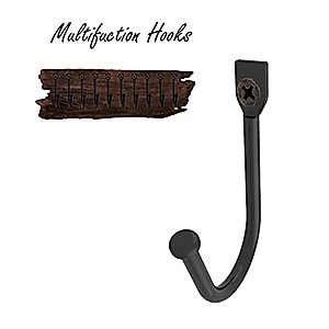 Aufuga Decorative Wall Hook Robe Small Hanger Iron Hooks Single Rustic Hooks Hanging Hat Key Holder Wooden for Coat, Bag (20 pcs Black+10 Golden+10 Bronze)