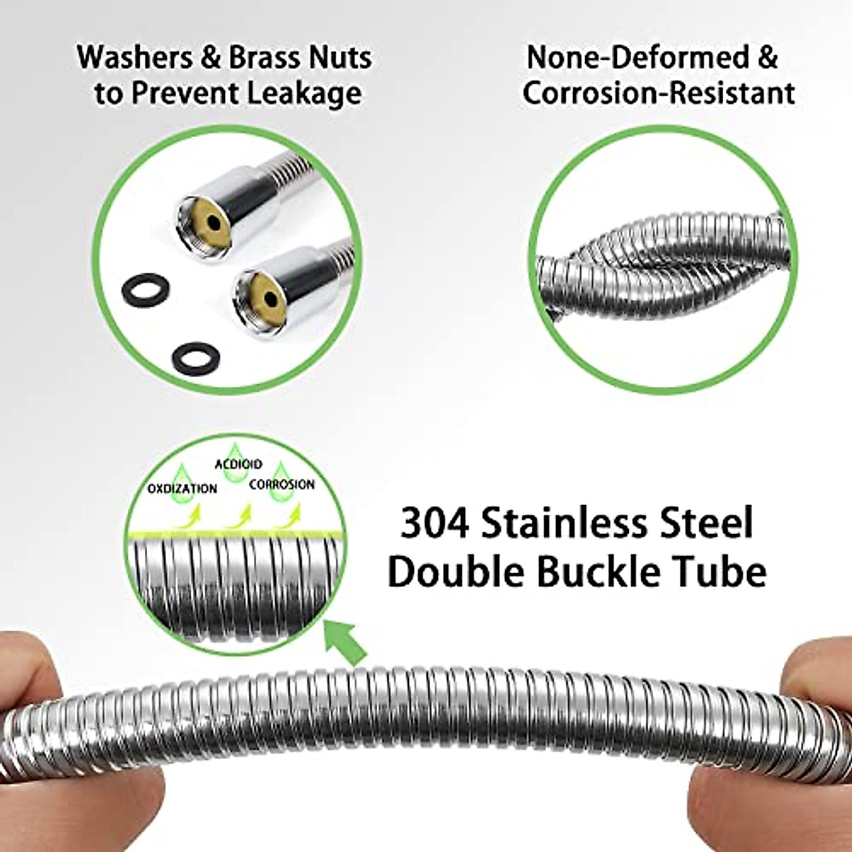 HYAHDEN 38 Inch Flexible Stainless Steel Pre-rinse Sprayer Hose for Commercial Kitchen Sink Faucet, Commercial Faucet Parts Replacement Kit 38”Stainless Steel Sprayer Hose for commercial faucet