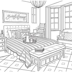 Dream Home: Modern Farmhouse: An Interior Design Coloring Book