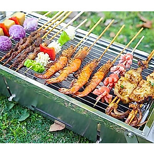 Aumfky Folding Charcoal Grill, Stainless Steel Portable BBQ Grill, Outdoor Small Barbecue Grill for Camping Hiking Picnics Traveling 12.5''x8.7''x7''