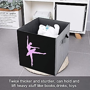 Cartoon Dancing Ballet Collapsible Storage Bins Cubes Organizer Trendy Fabric Storage Boxes Inserts Cube Drawers 11 Inch