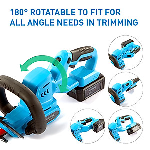 WISETOOL Cordless Hedge Trimmer, 20V / 4.0Ah Electric Bush Trimmer with 22" Dual-Action Blades, 3/4" Cutting Capacity, Shrub Trimmer Include Battery, Fast Charger and Safety Goggles
