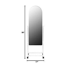 Jexdar Full-Length Mirror with Bracket, 66"x17"Adjustable Stand Up Mirror on Wheels with Underneath Storage, Floor-Standing Make Up Vanity Mirror Dressing Mirror for Bedroom Bathroom Porch