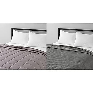 Amazon Basics All-Season Cotton Weighted Blanket with Cover - Dark Grey, 12-Pound, 60 inch x 80 inch (Full/Queen)