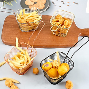 WINHONW 8pcs Mini Square Fry Basket French Fries Basket 4.1x3.3x2.6Inches, Table Serving fryer Baskets Mini Fryer Serving Food Presentation Basket Kitchen