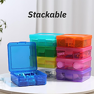 Naivees Organizing Container with Latching Lids,Stackable Plastic Empty Storage Boxes for Office,Lego,Crayon and Other Craft Projects (18 Pack-Color)