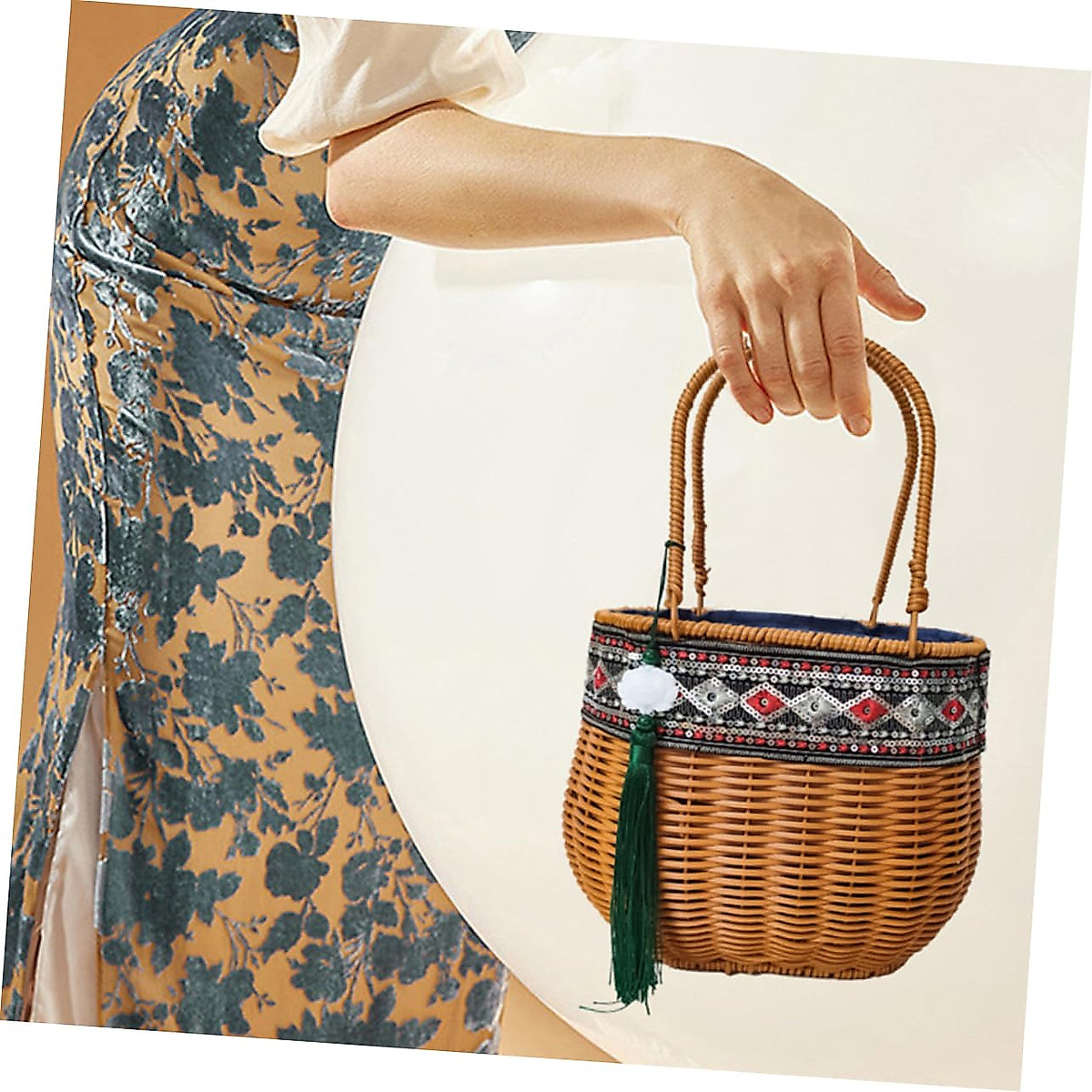 BESTOYARD Rattan Handbag Natural African Basket Toy Magazine Storage Fair Trade Basket Seagrass Belly Basket Market Basket with Handle Flower Girl Basket To Weave Pp Groceries