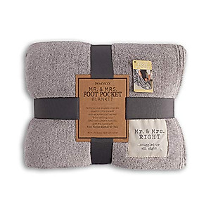 DEMDACO Mr. and Mrs. Cuddle Greywash 60 x 70 Fleece Fabric Foot Pocket Throw Blanket