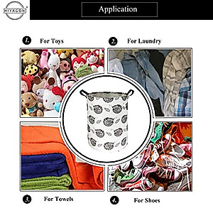 HIYAGON Large Storage Baskets,Waterproof Laundry Baskets,Collapsible Canvas Basket for Storage Bin for Kids Room,Toy Organizer,Home Decor,Baby Hamper(Fish & Cat)