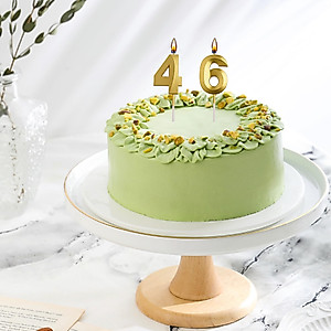AOOLADA 46th 64th Birthday Candles, Gold 64 46 Year Old Number Birthday Candles, Birthday Party Decorations Cake Topper Gifts for Men Women