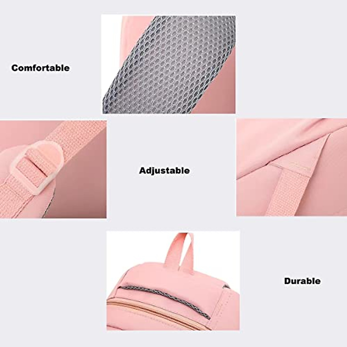 HSD Hope Surged Pink Backpack with 15.6" Laptop Compartment, Bookbag for 12+ years old 17inch Travel Backpack for Women