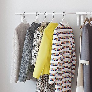 brightmaison Sofia Clothes Rack, Hanging Closet Organizer Adjustable & Wall Mount Clothes Rail Laundry Organizer Steel, White