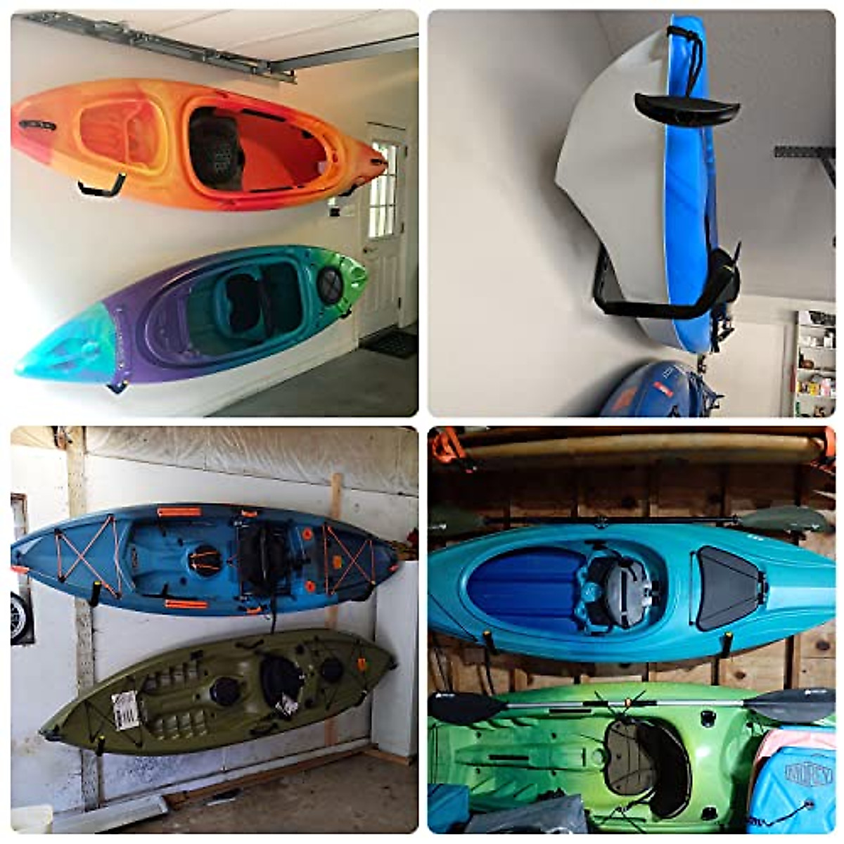 100 LB Capacity (15") Heavy Duty Garage Storage Hooks (4packs) Kayak Storage Hanger Wall Mounted Rack for Hanging Ladders, Bikes