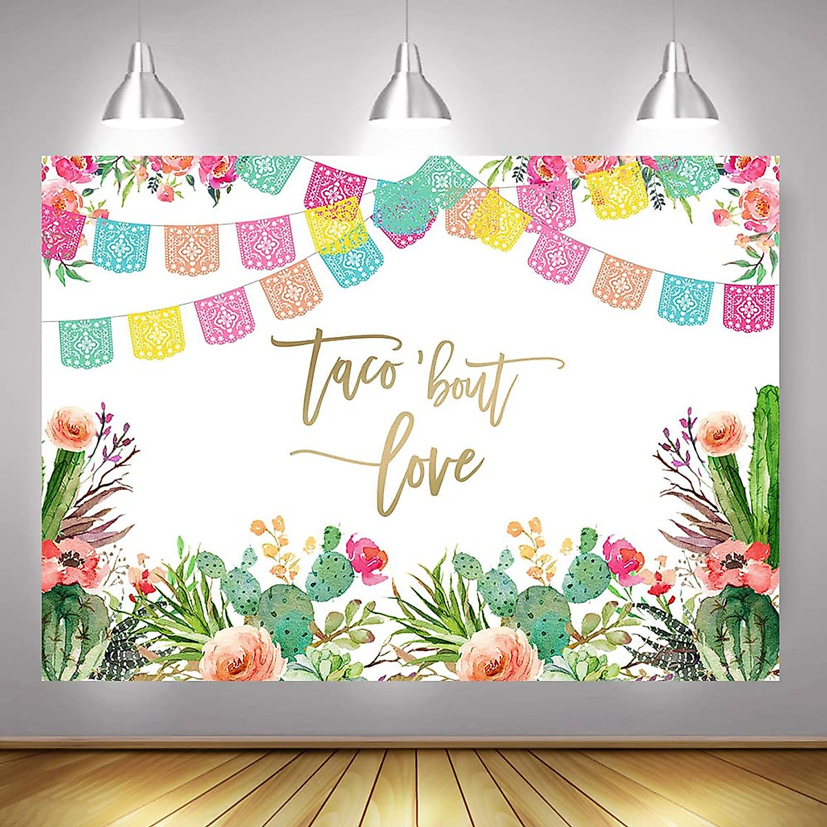 Mocsicka Taco Bout Love Backdrop Mexican Fiesta Theme Bridal Shower Party Decoration Bachelorette Wedding Engagement Photo Background (7x5ft (82x60 inch))