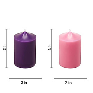 HOSVOT 2x3 Pillar Candles, Advent Candles Set of 4, Purple Pillar Candles, Unscented Advent Wreath Candles for Christmas, Home Decor, Celebration