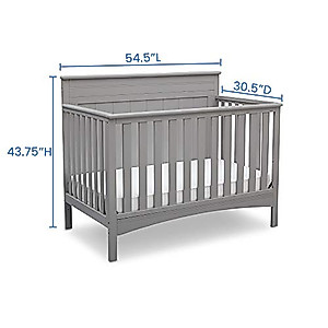 Delta Children Fancy 4-in-1 Convertible Baby Crib - Greenguard Gold Certified, Grey