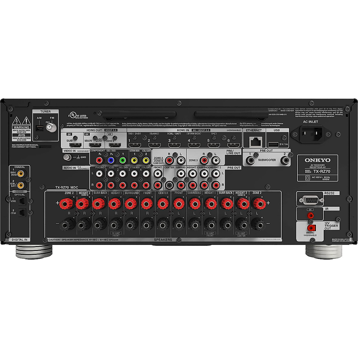 Onkyo TX-RZ70 11.2 Channel AV Receiver - 140 Watts Per Channel, Dirac Live Out of Box, Dirac Bass Control Compatible, Works with Sonos Certified, Studio Grade Processing, and More!