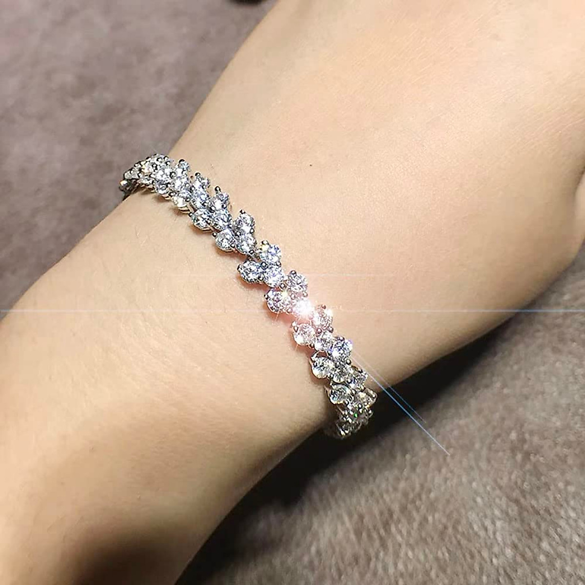 Silver Tennis Bracelet, 18K Gold Plated AAAAA+ Cubic Zirconia Bracelet, Dainty Classic Fashion Jewelry for Women