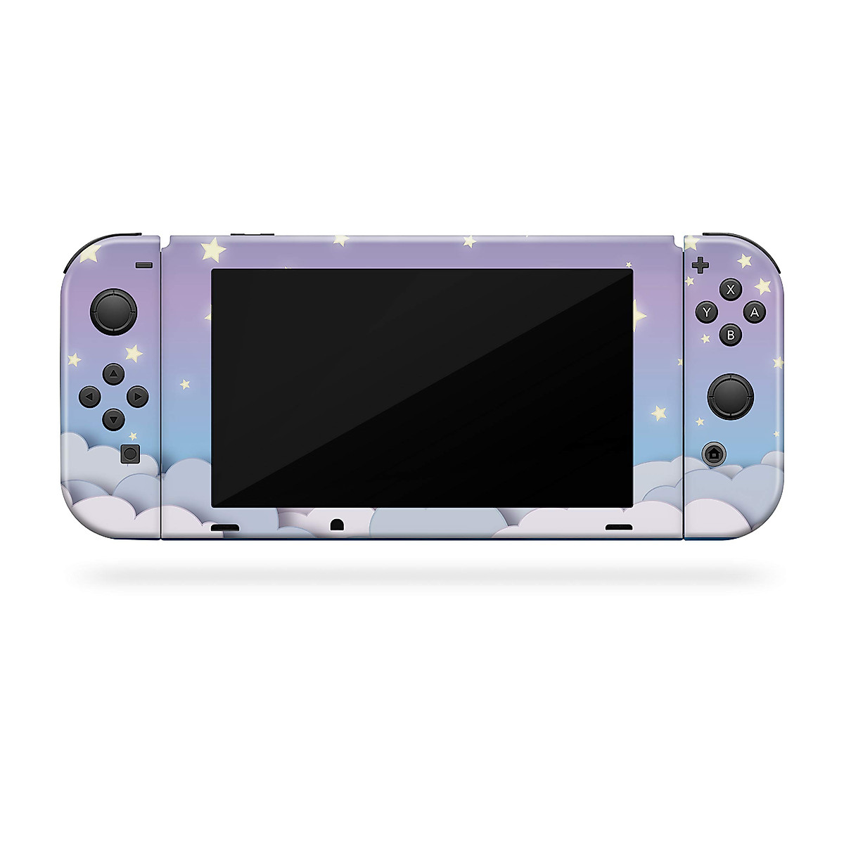 Tacky Design Clouds Skin Compatible with Nintendo Switch Skin Wrap Cover, Pastel Purple Sky Moon Skin for Nintendo Switch Stickers, Premium Vinyl 3M Full Wrap Decal.