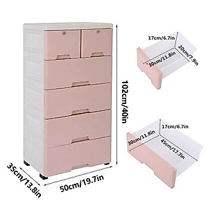 n/a 6 Drawer Plastic Dresser with Wheels Storage Cabinet Tower Closet Organizer Unit for Home Office Bedroom Livingroom