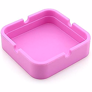 Ashtray 1 Pack Silicone Square Ashtray Portable Ashtray Indoor Ash Rack Home Decor Cigarette Ashtray Outdoor Office Ashtray Pink Ash Tray
