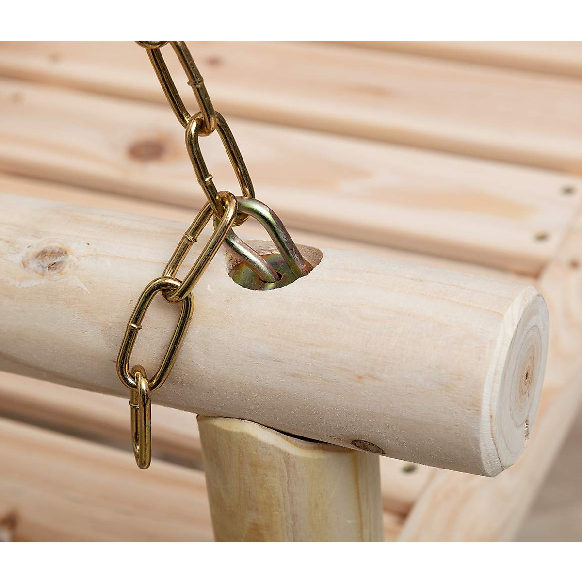 Wooden Porch Swing Outdoor Bench Swing Chair 2-Seater W/Hanging Chains for Patio Garden Backyard, Heavy Duty 800 LBS, 4 Ft, Unfinished