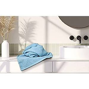 Brooklyn Linen 100% Cotton Bath Towels Set for Bathroom, 24x48 in Bath Towels 6 Pack, Large Hand Towels, Soft Absorbent, Premium Quality Aqua Blue Bath Towels