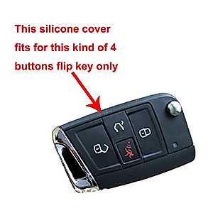 Silicone Key Cover Case Remote Fob Protector fit for VW Golf Polo 2016-2017 4 Buttons Keyless Entry Remote Key Fob Skin Protective key Jacket (1 Black + 1 Red)