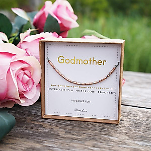 RareLove Godmother Morse Code Bracelets Birthday Christmas Christen Gift For Women Rose Golden Beads String Bracelet