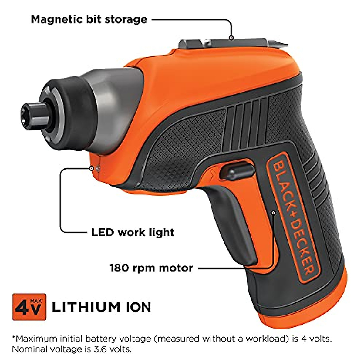 BLACK+DECKER 4V MAX* Cordless Screwdriver with LED Light (BDCS30C)