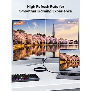 CableCreation 8K USB C to DisplayPort Cable 6FT [HDR, 8K@60Hz, 4K@144Hz, 2K@240Hz] Type C Cable to DP 1.4 Compatible with Thunderbolt 3/4, iPhone 16 15 Pro Max Plus MacBook Pro/Air iPad XPS Galaxy S24