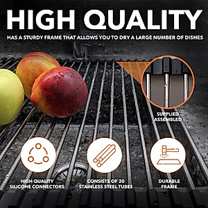 Roll Up Dish Drying Rack 21" x 16" - Over The Sink for Kitchen Counter, Foldable SUS304 Stainless Steel Dish Drying Rack for Cups, Utensils, Fruits, Vegetables