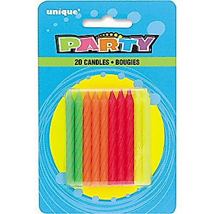 Neon Party Candles - 2.5", Assorted Colors, 20 Pcs