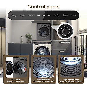 Dessiz 110V 970W Portable Dryer 1.6 cu.ft for Laundry with Exhaust Pipe and Electric Compact Dryers with Stainless Steel Tub, Suitable for Apartments, Dorm, RVs- Grey Auto Stop