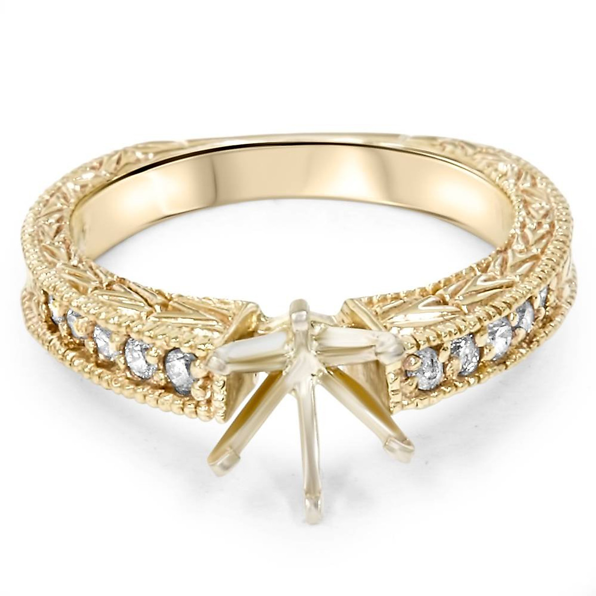 P3 POMPEII3 Gold 1/4ct Diamond Engagement Semi Mount Ring Setting - Size 8