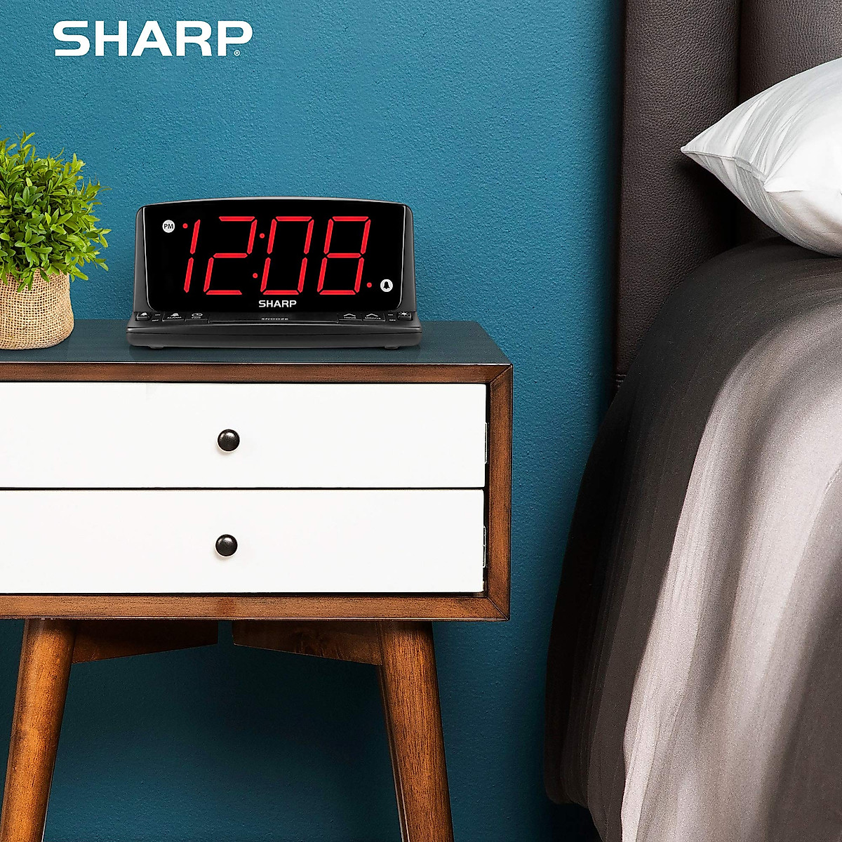 SHARP LED Digital Alarm Clock – Simple Operation - Easy to See Large Numbers, Built in Night Light, Loud Beep Alarm with Snooze, Bright Big Red Digit Display