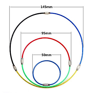 Keychain, 25 Pack of 6.3 Inches Stainless Steel Wire Ring 2mm Cable Loop Rings for Hanging Luggage Tag, Keyrings and ID Tag Keepers (Red)